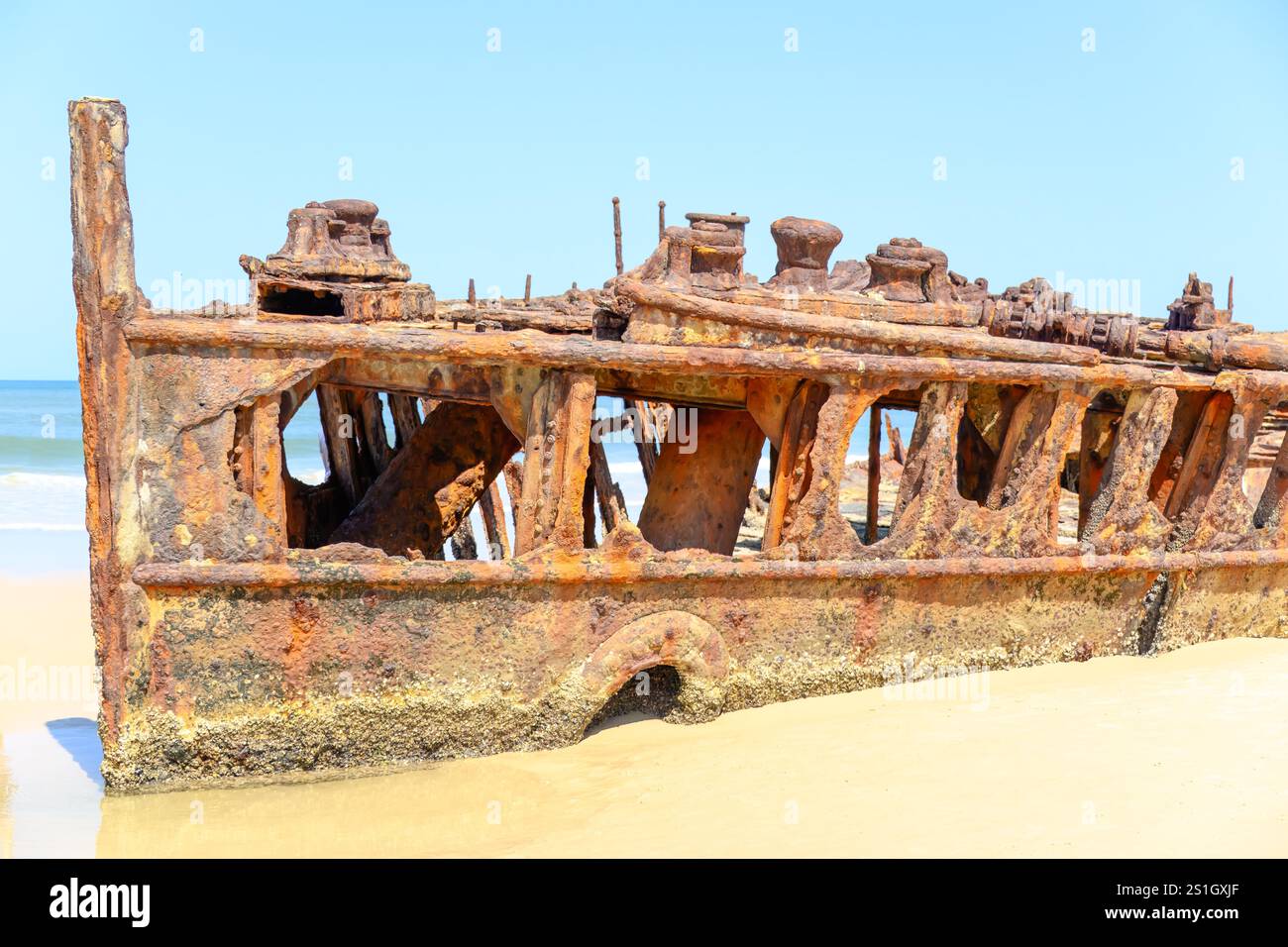 Maheno ship wreck, K'gari Fraser island, historic rusted wreckage 75 ...