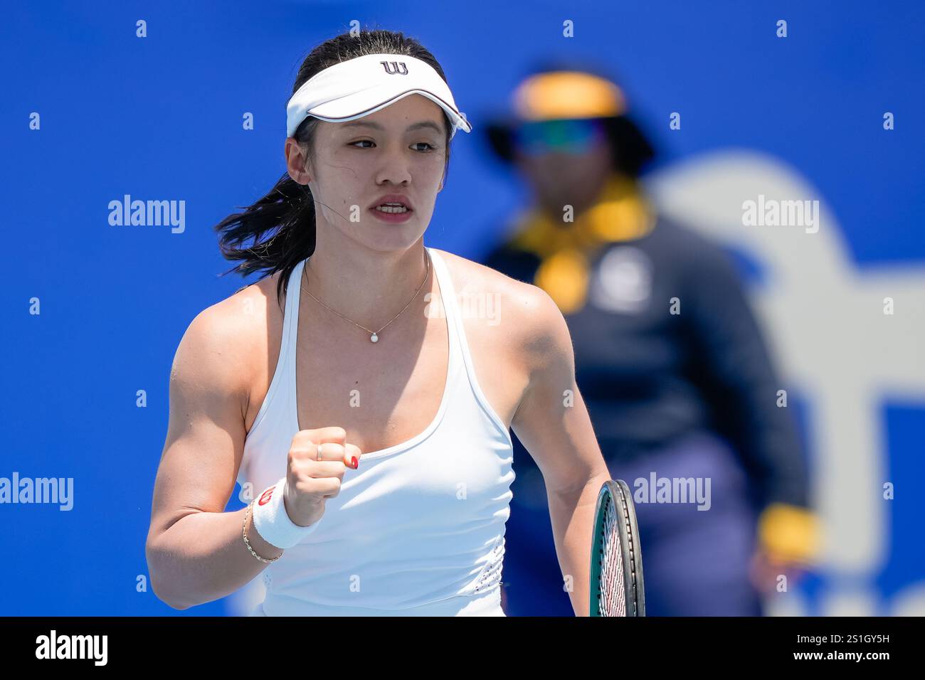 Canberra, Australia; 4th Jan 2025: Sijia Wei of China is pictured in action against Aoi Ito of ...