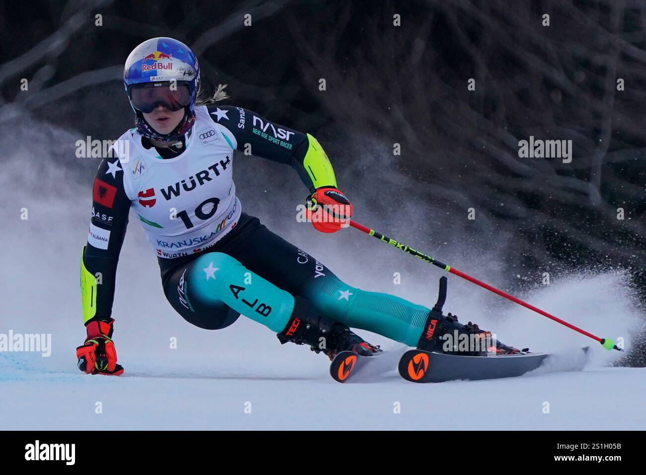 Albania's Lara Colturi speeds down the course during an alpine ski ...