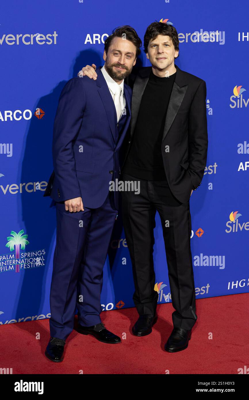 Palm Springs, USA. 03rd Jan, 2025. Kieran Culkin and Jesse Eisenberg ...