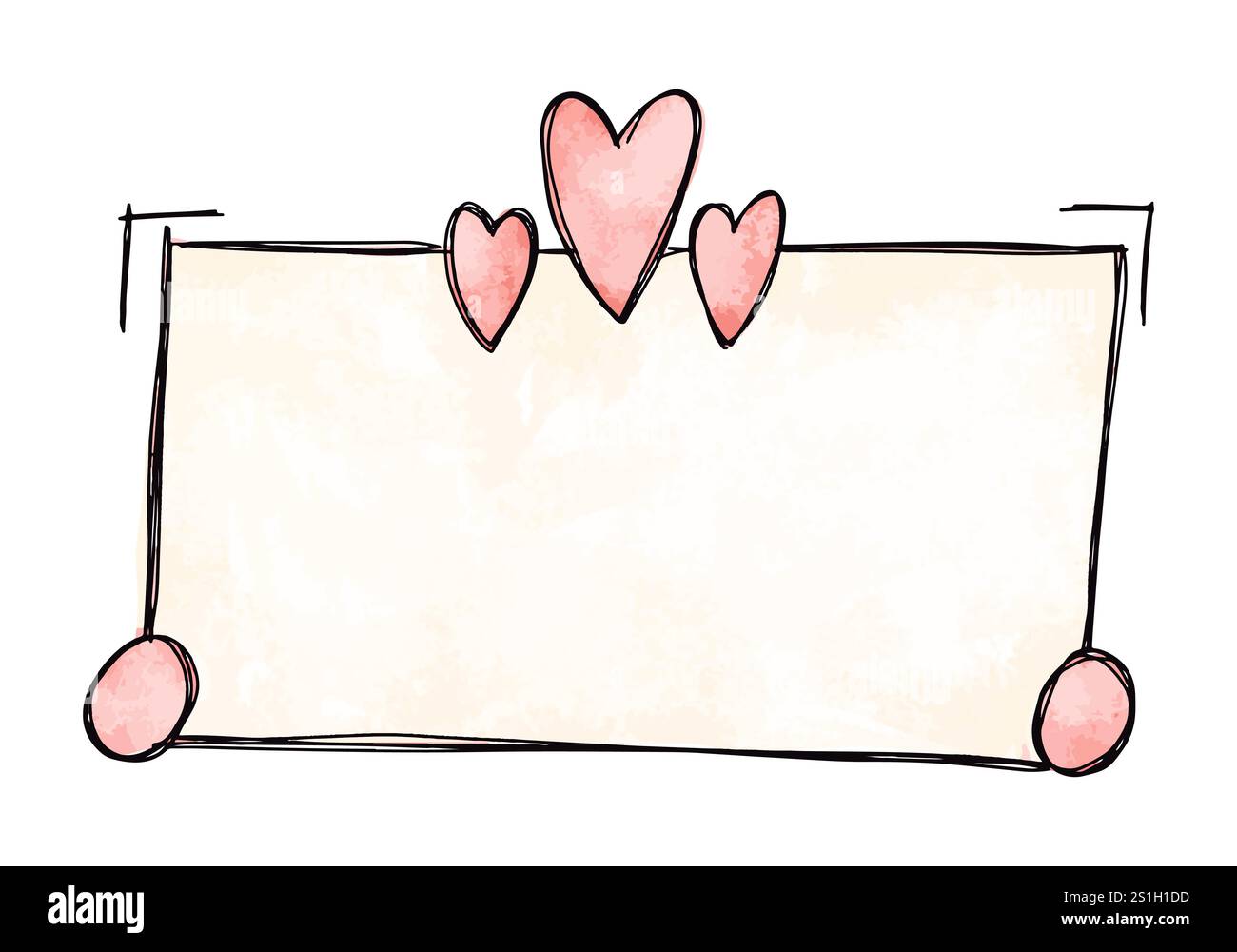 Hand drawn frame with doodle hearts, vector illustration Stock Vector ...