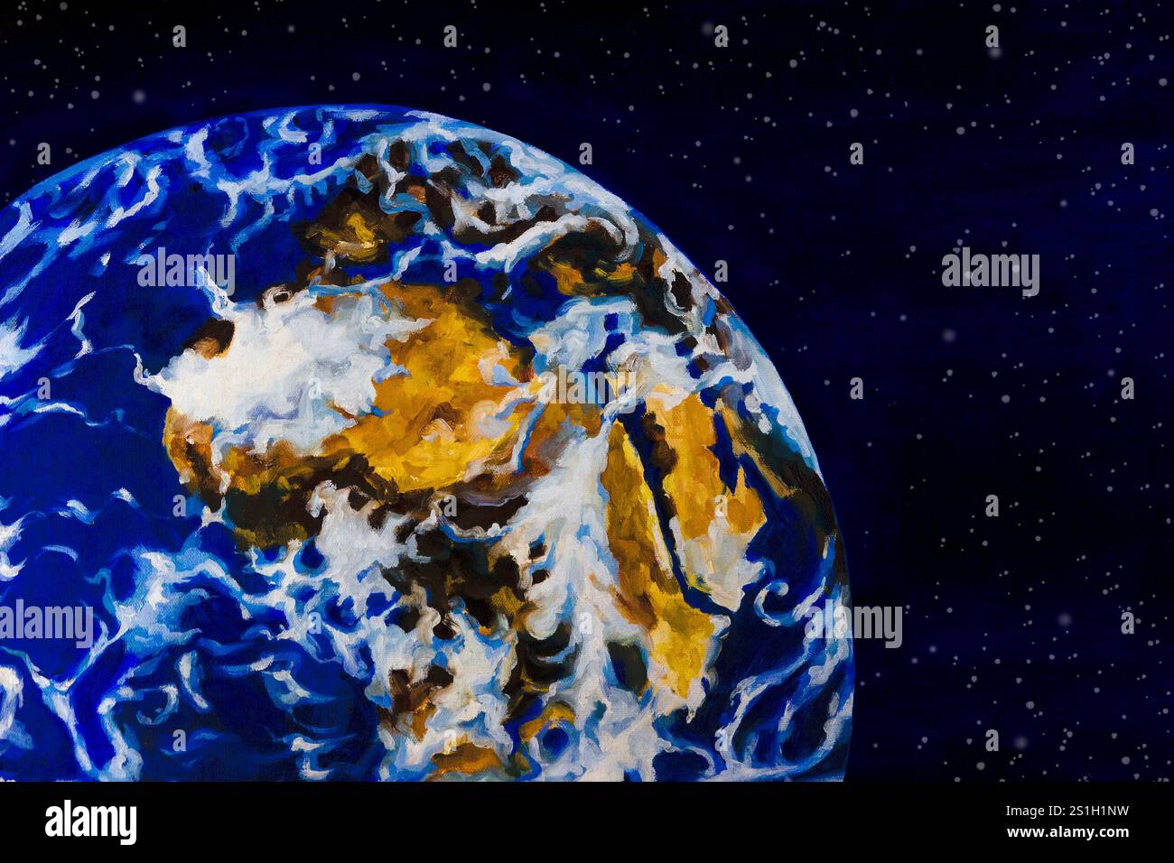 Earth Blue Sky At Night. Planet Earth globe in the space blue with star ...