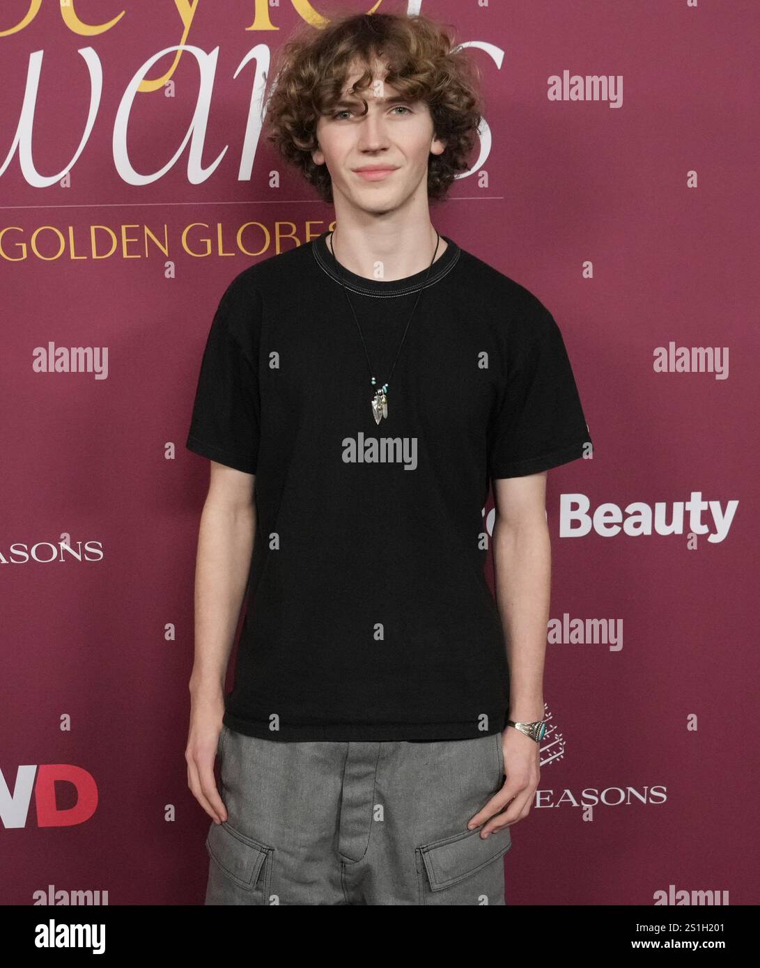Tristan Riggs arrives at the 2025 WWD Style Awards, Golden Globes held ...