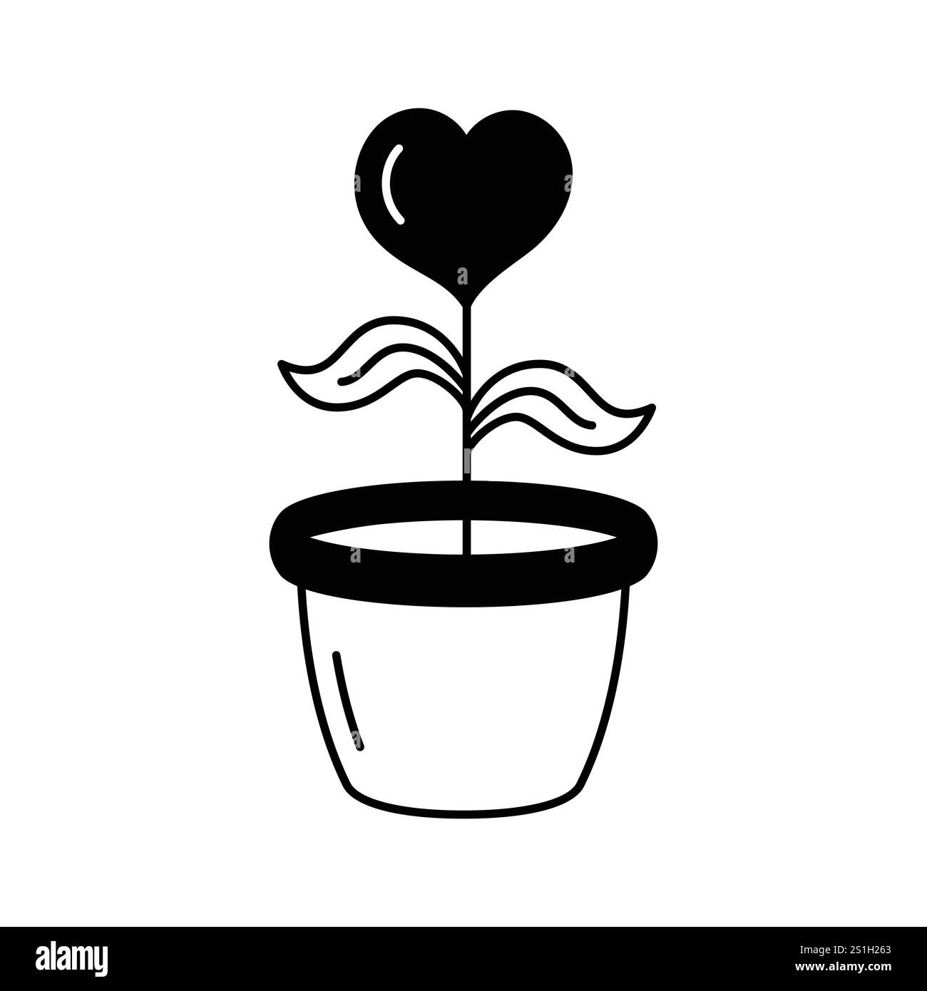 A potted plant growing love, symbolizing nurturing and care Stock ...