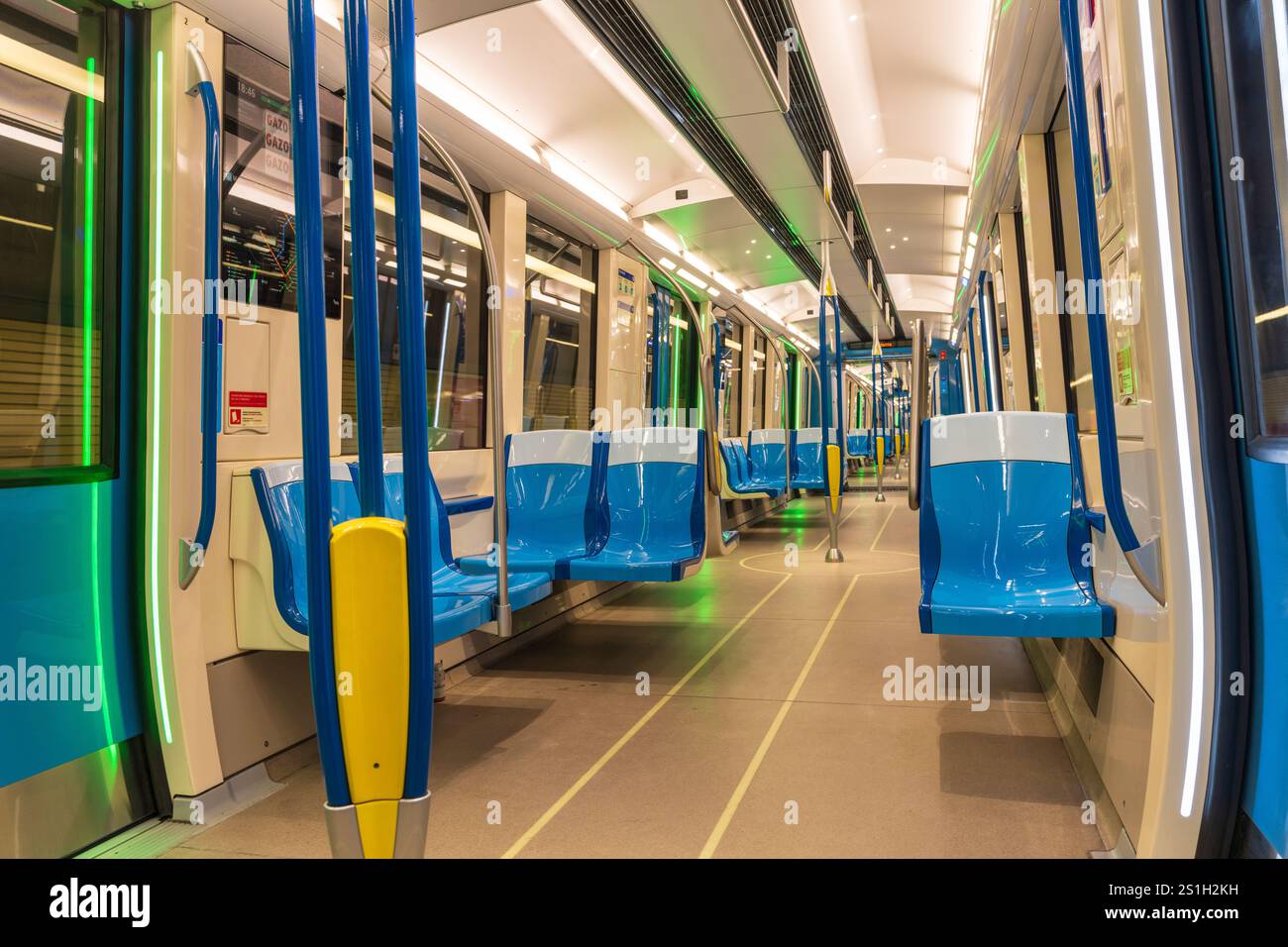 Inside the Montreal metro empty subway car Stock Photo - Alamy
