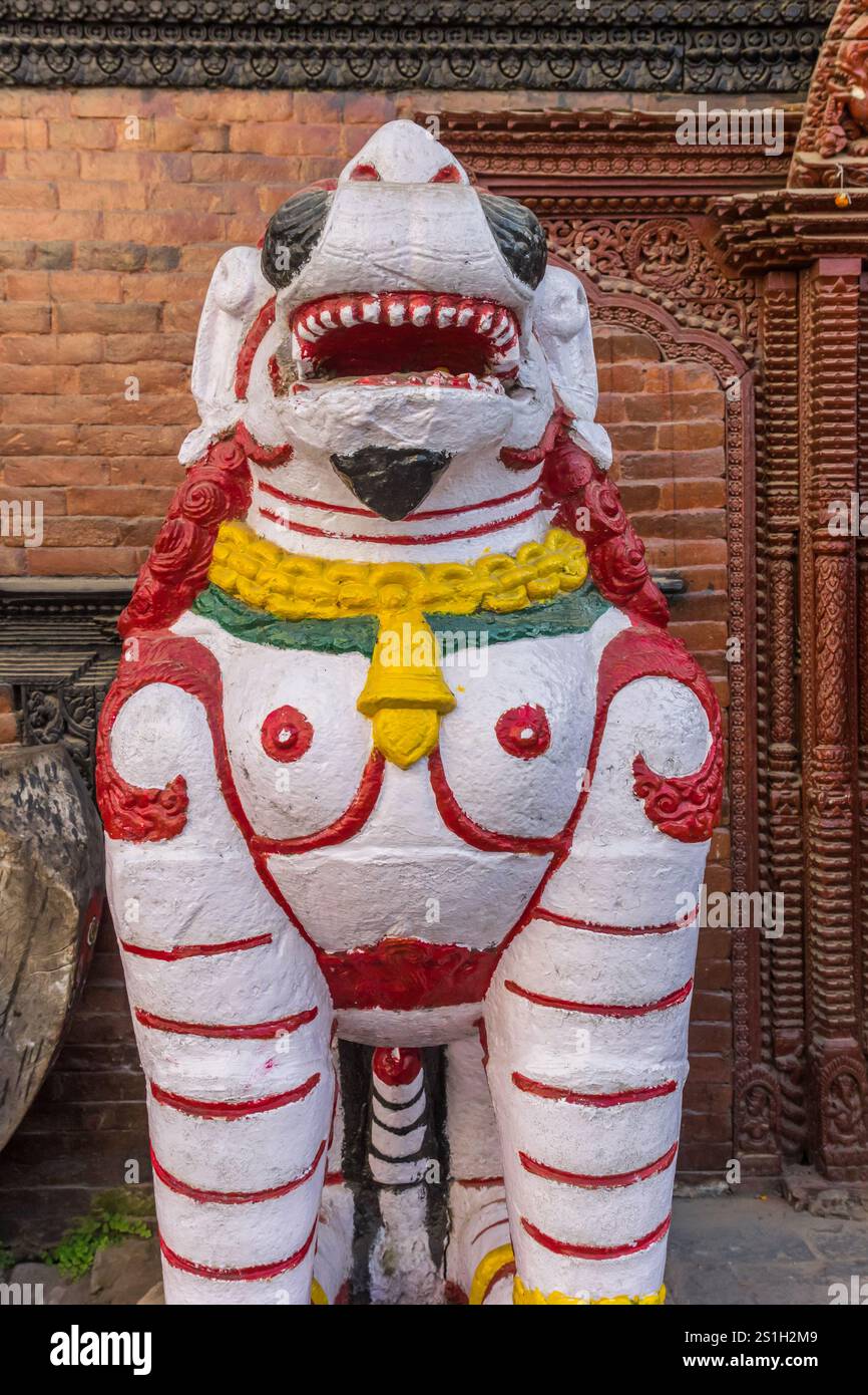Colorful Buddhist sculpture at the Durbar square in Kathmandu, Nepal ...