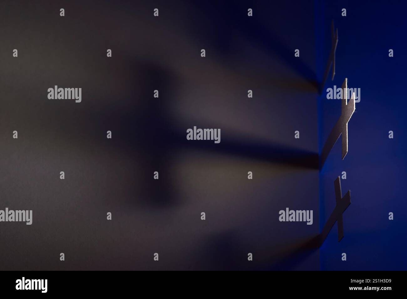 Three Crosses in blue with white highlight on center cross Stock Photo ...