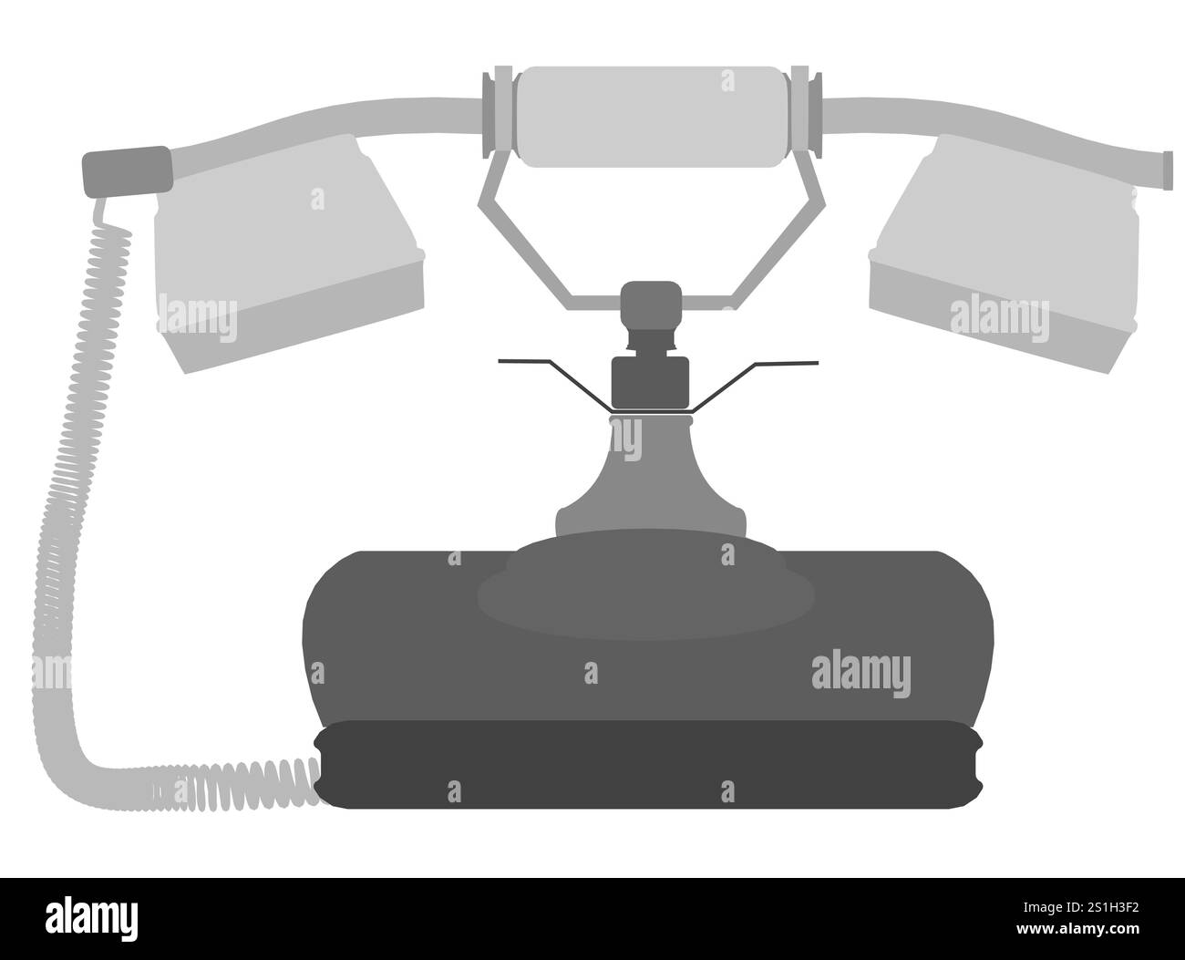 Black and white illustration with a cord hanging off of it. The phone ...