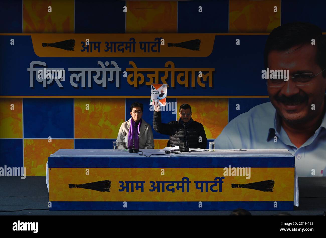 NEW DELHI, INDIA - JANUARY 3: AAP convener Arvind Kejriwal along with Delhi Chief Minister ...