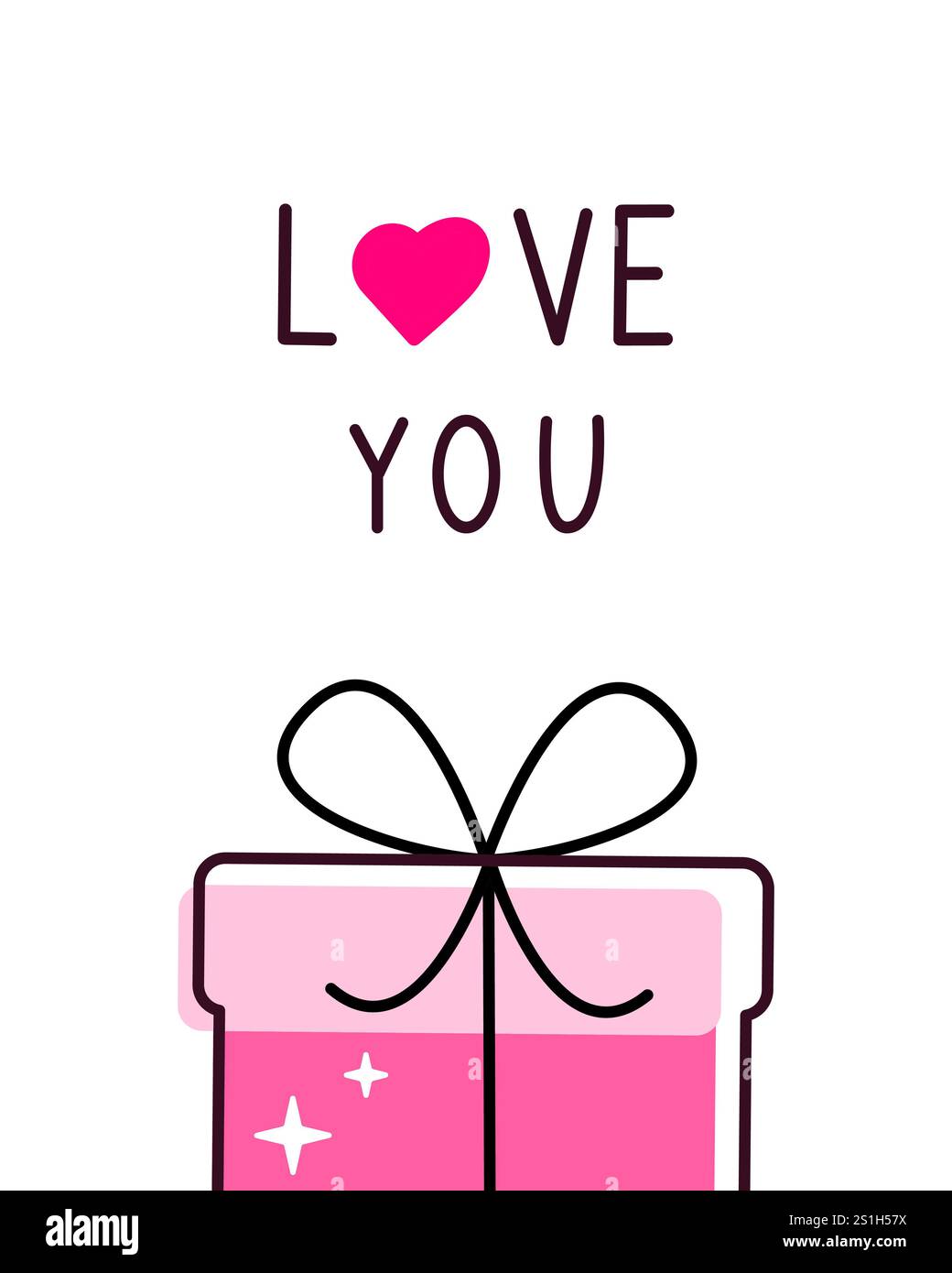 greeting card simple and cute design pink color with letters love you ...