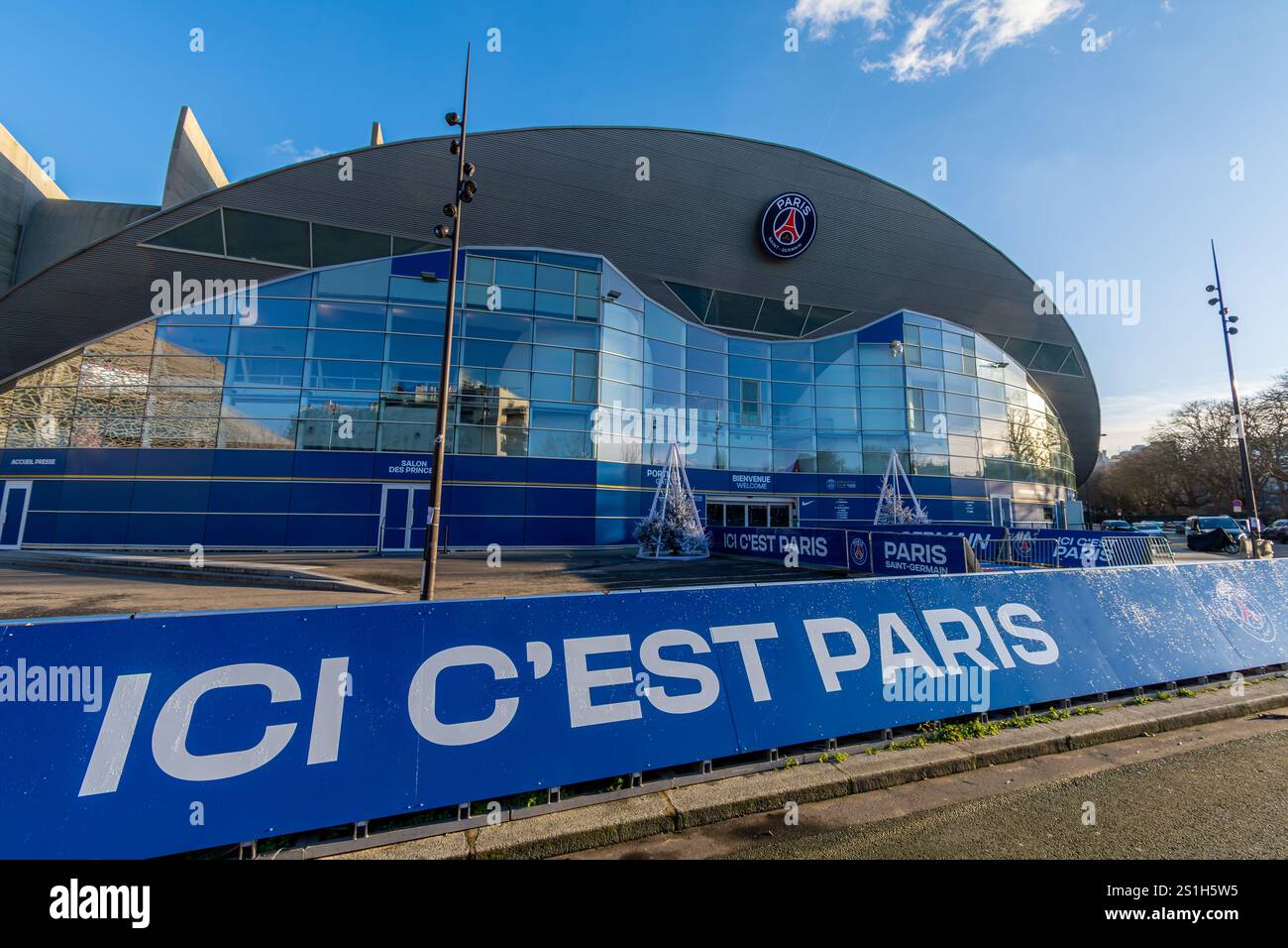 Exterior view of the Parc des Princes, a French stadium home to the ...