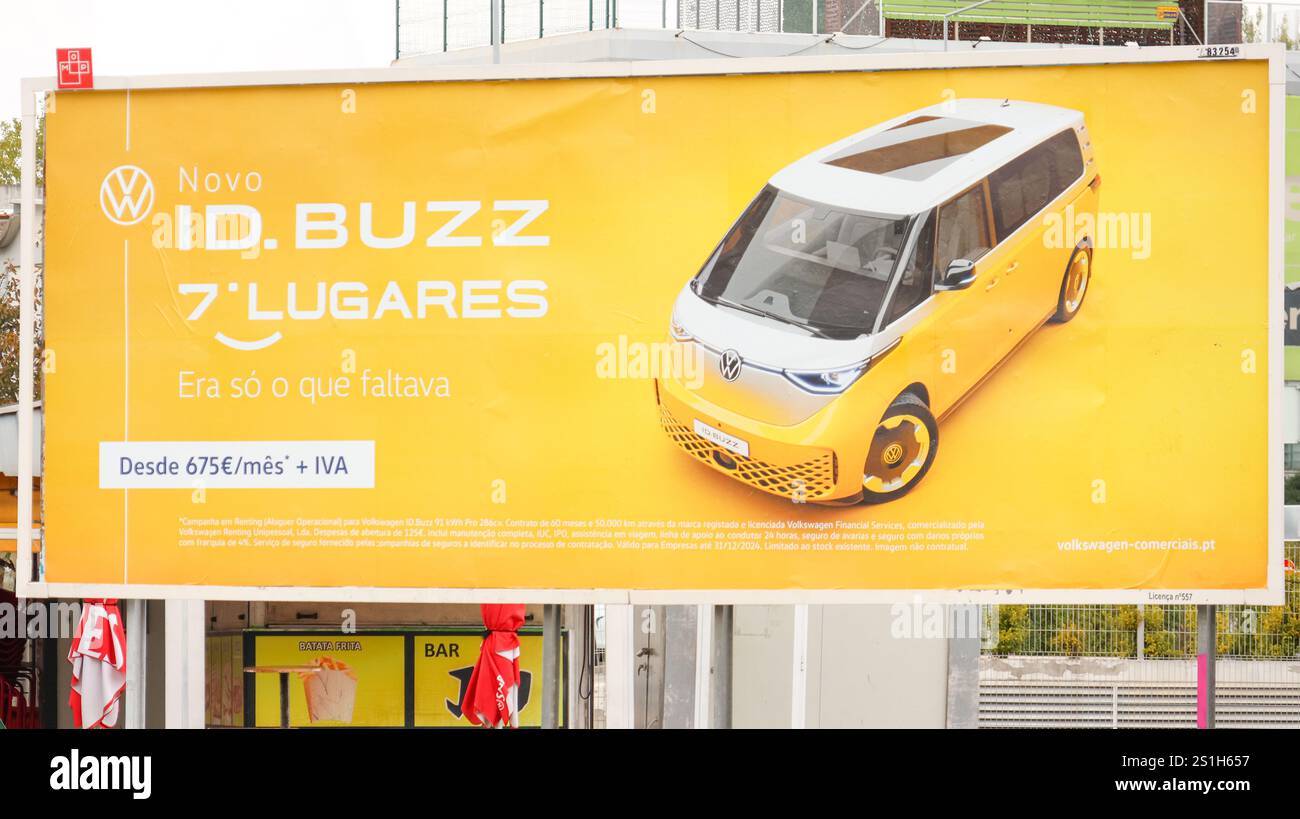 Yellow billboard promoting the new volkswagen id. Buzz electric minivan ...