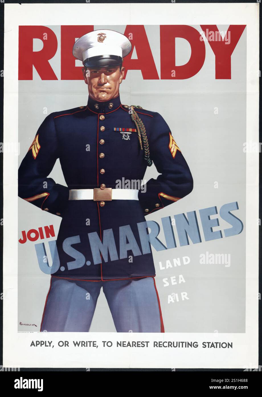 Advertisement poster to join the US Marines Stock Photo - Alamy