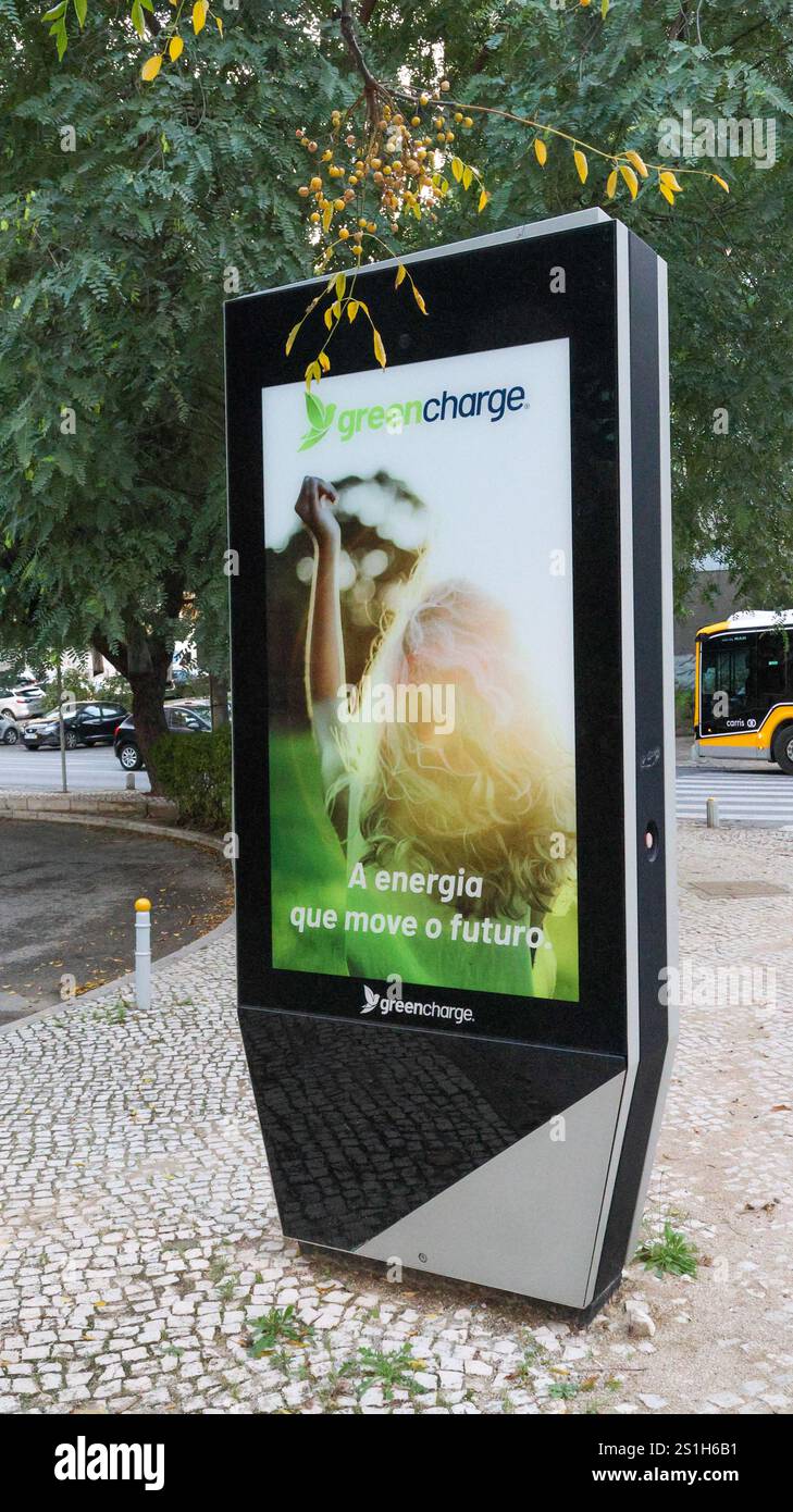 Modern charging station displays greencharge branding, promoting ...