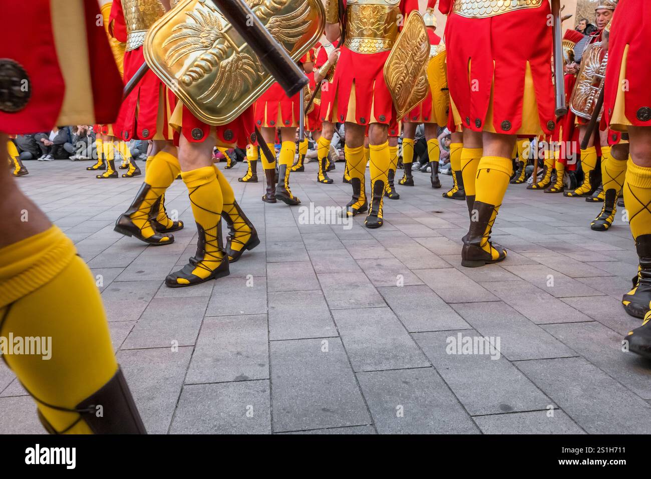 Roman soldiers marching during Holy Week or Semana Santa in Verges ...