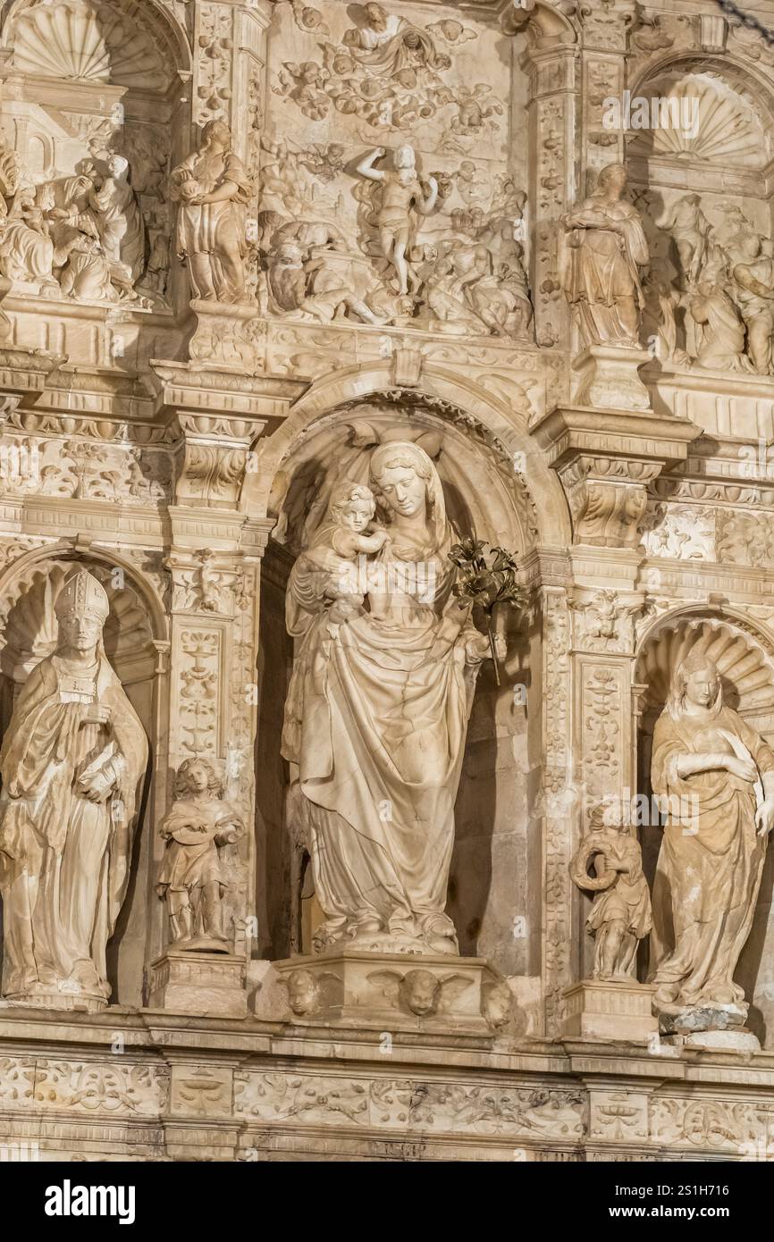 Medieval altar of the Royal Abbey of Santa Maria de Poblet in Catalonia ...