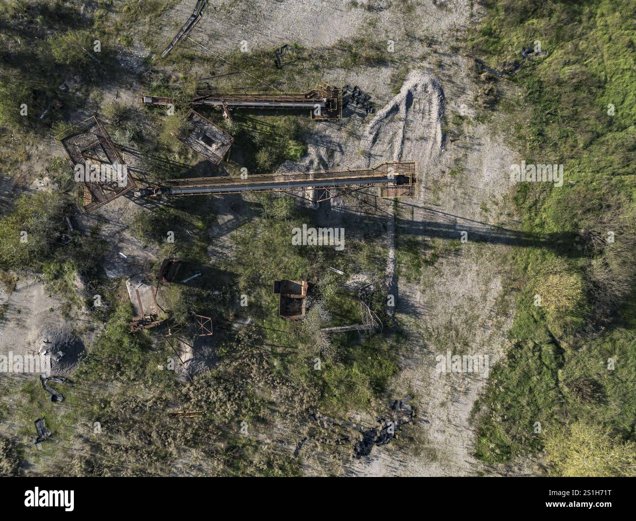 Top view of an open-cast quarry for the extraction of inert materials ...