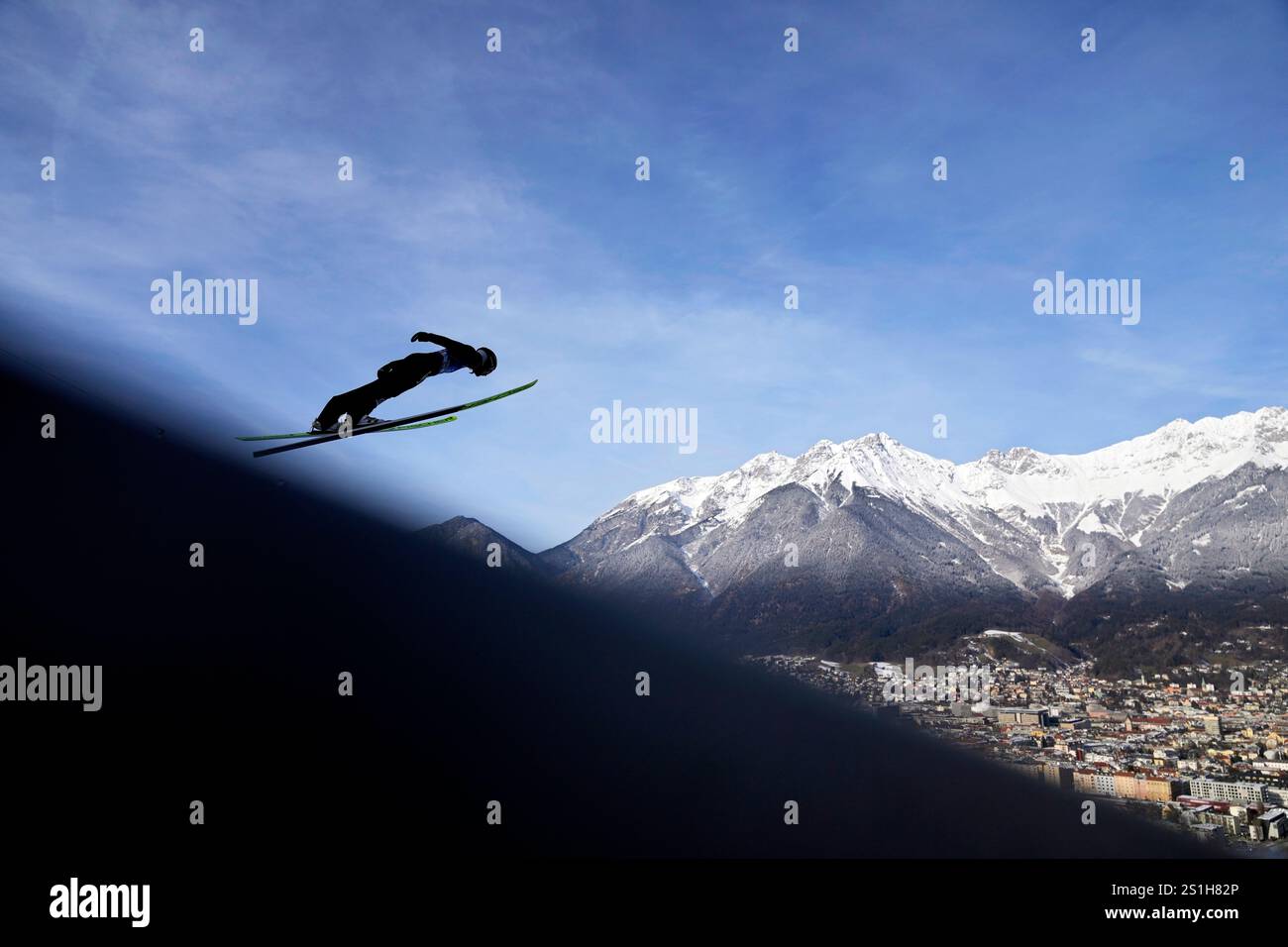 Kevin Bickner, of the United States, soars through the air during his ...