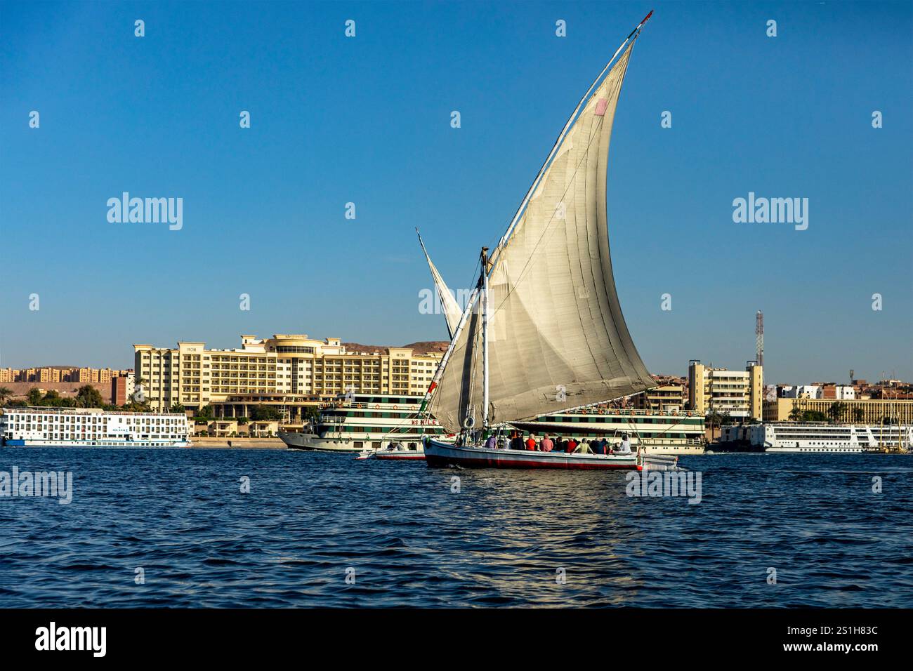 Aswan, Egypt; January 18, 2024: Experience a traditional Felucca on the ...