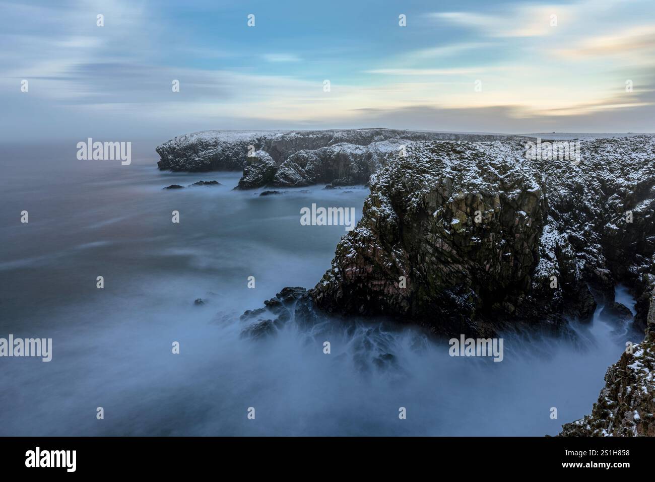 The rugged coast of Bullers of Buchan is located south of Peterhead in ...