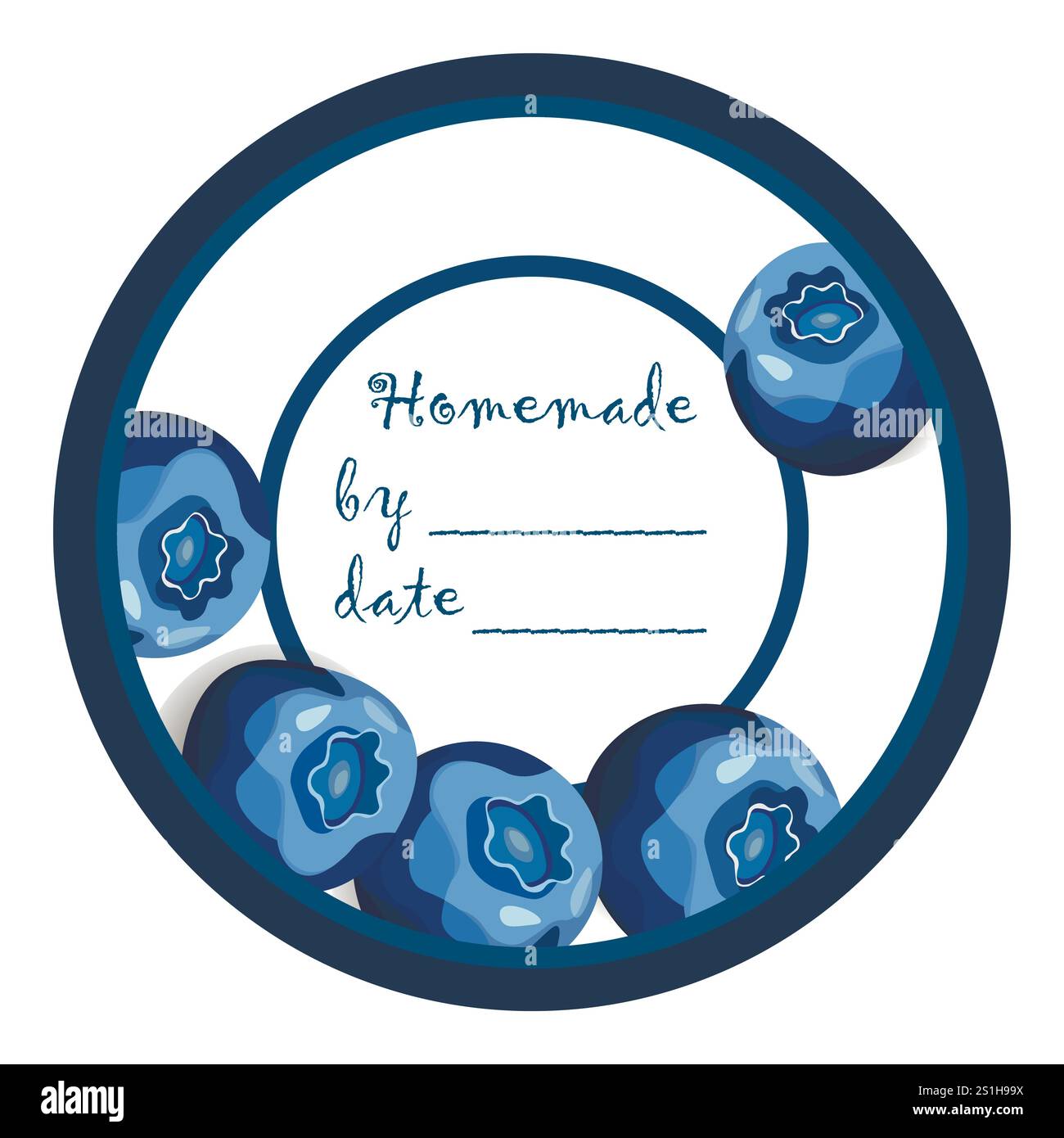 Template jam label design. Retro homemade label. Blueberry marmalade ...