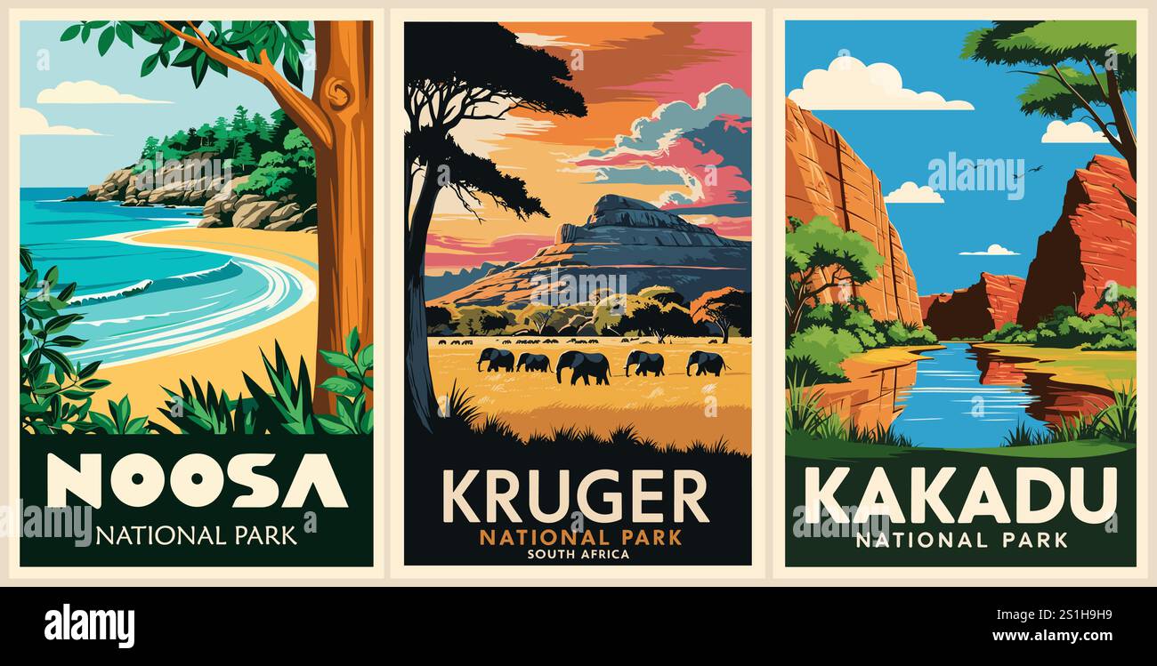 Set of Retro National Parks posters vector art Stock Vector Image & Art ...