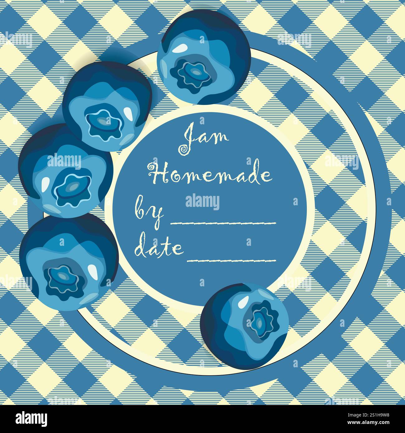 Template jam label design. Retro homemade label. Blueberry marmalade ...