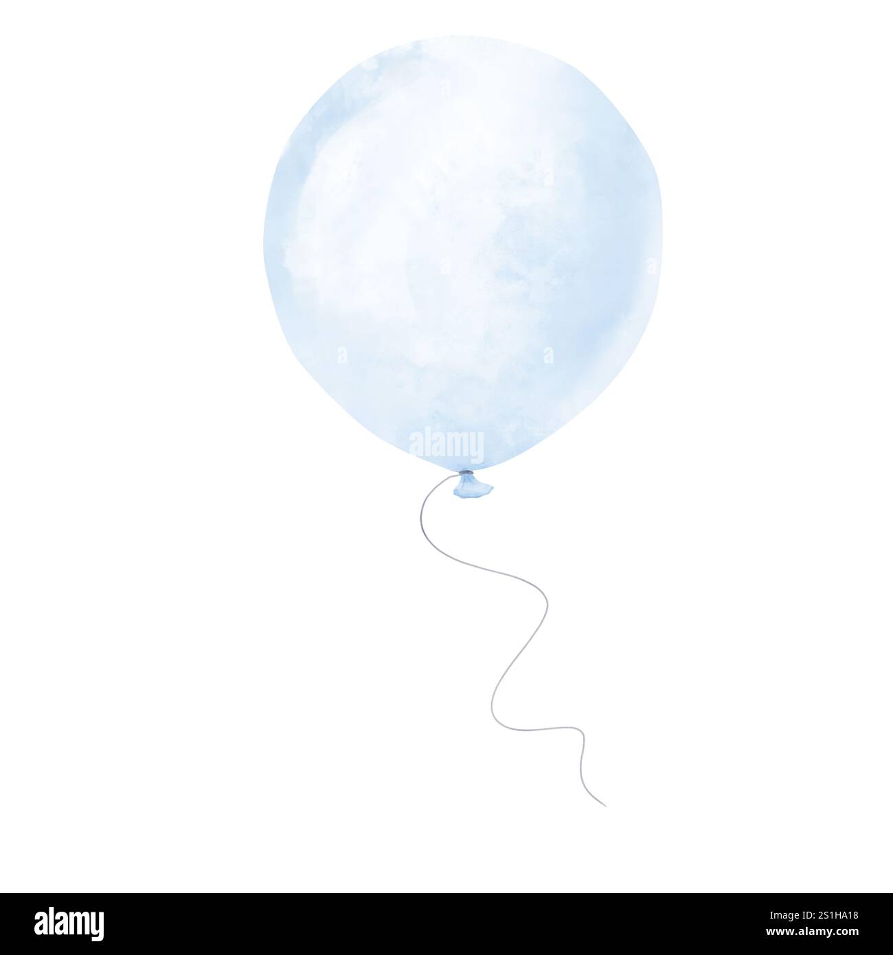 Light blue round balloon. Watercolor digital illustration. Balloon on a ...