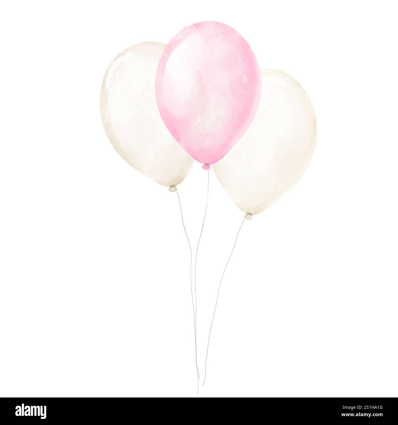 Light pink and beige round balloons. Watercolor digital illustration ...
