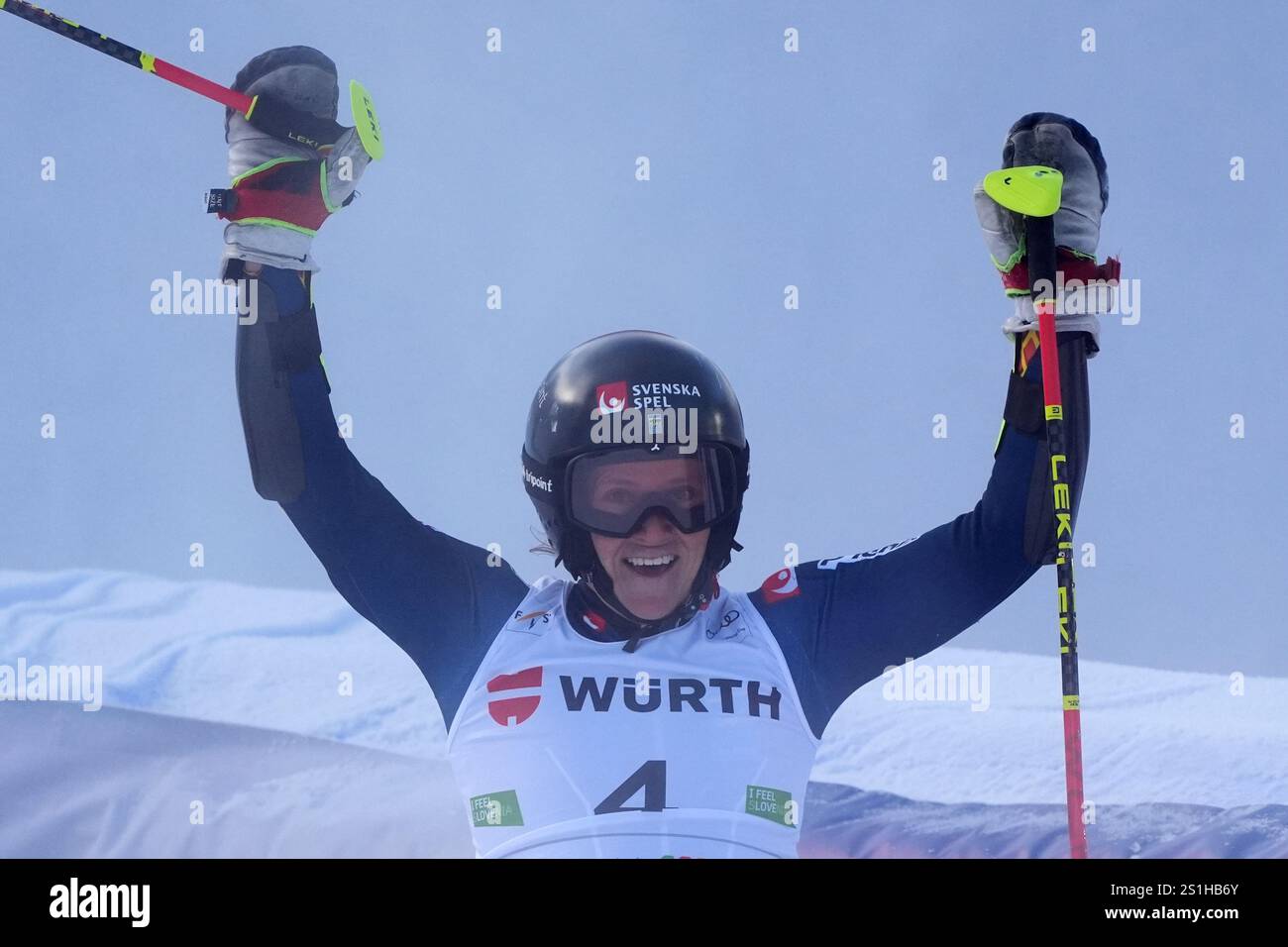 Sweden's Sara Hector reacts after winning an alpine ski, women's World ...