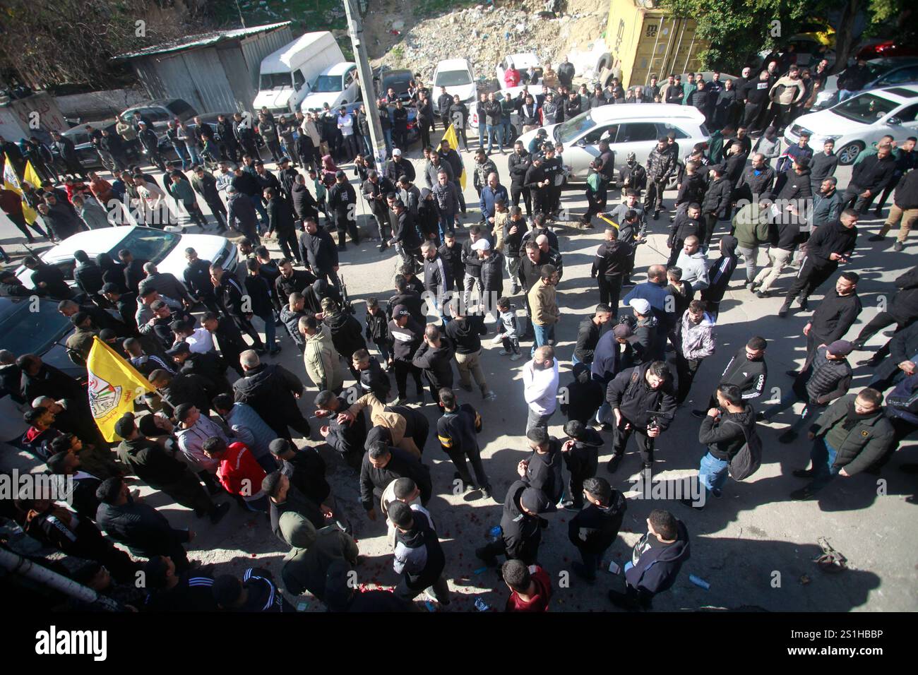 People attend the funeral of 18 years old Mohamad Amir who was shot dead by Israeli forces ...