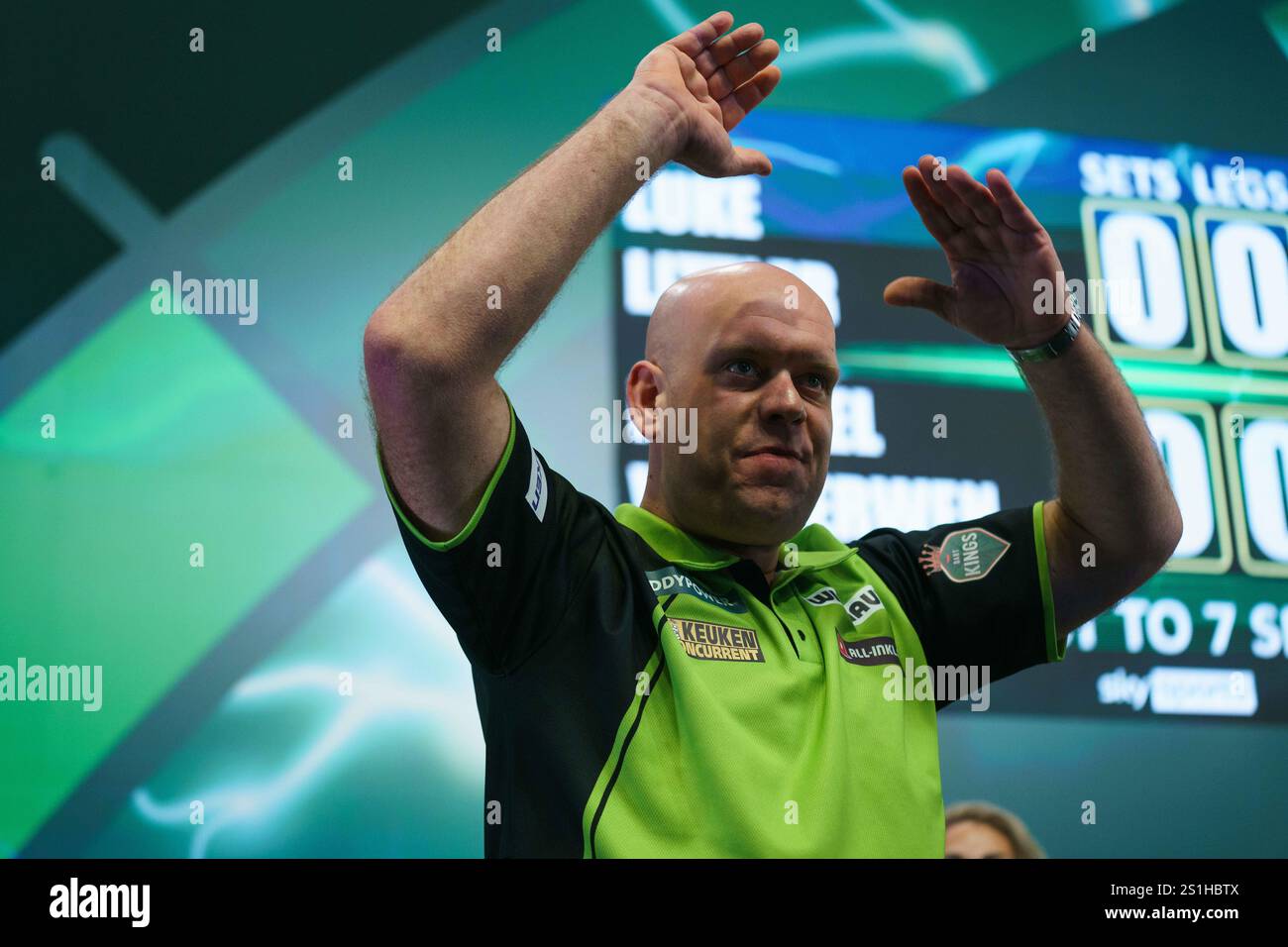 London, UK. 03rd Jan, 2025. Michael Van Gerwen's walk-on during the final of the Paddy Power ...