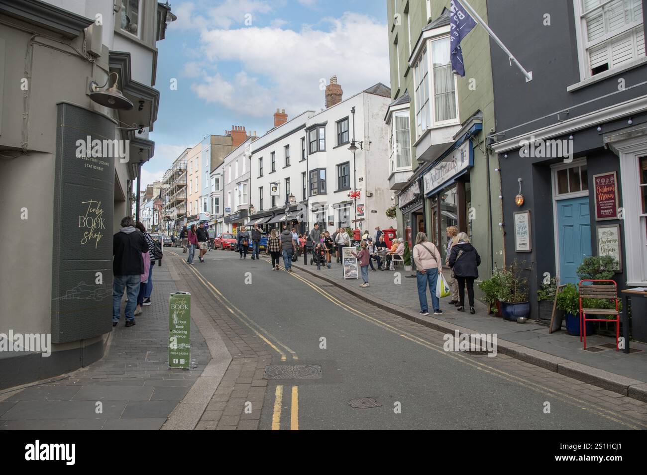 Tenby Town tourist streets Stock Photo - Alamy