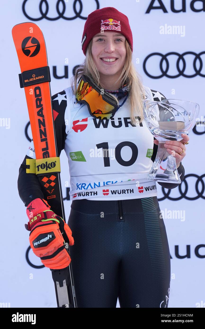 Second placed Albania's Lara Colturi, celebrates after an alpine ski ...