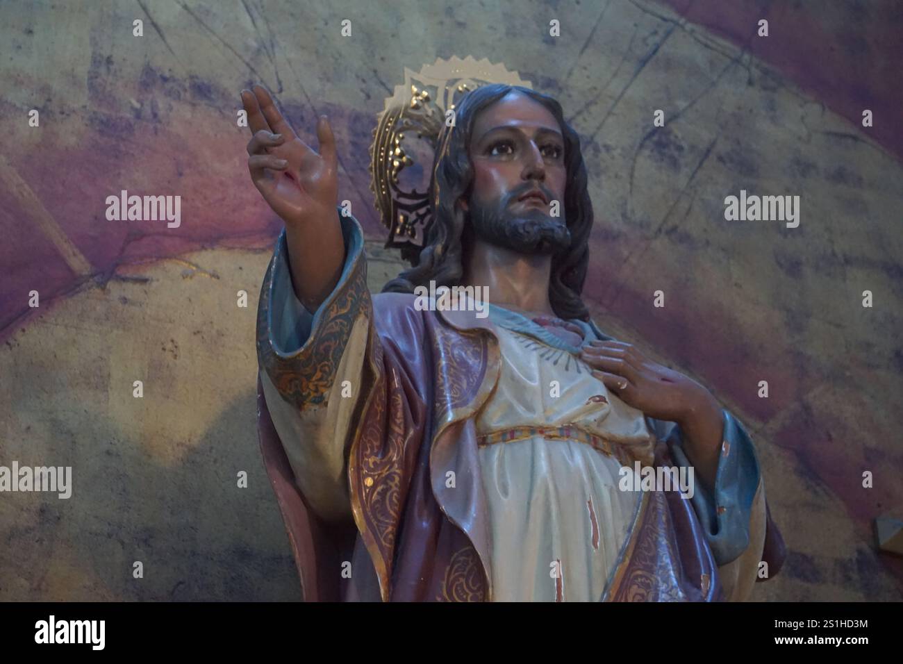 Statue of merciful lord and savior Jesus Christ with stigma in His ...