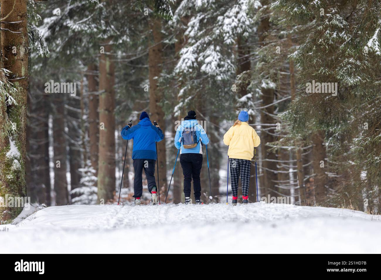 Suhl Schmiedefeld, Germany. 04th Jan, 2025. People skiing on the ...