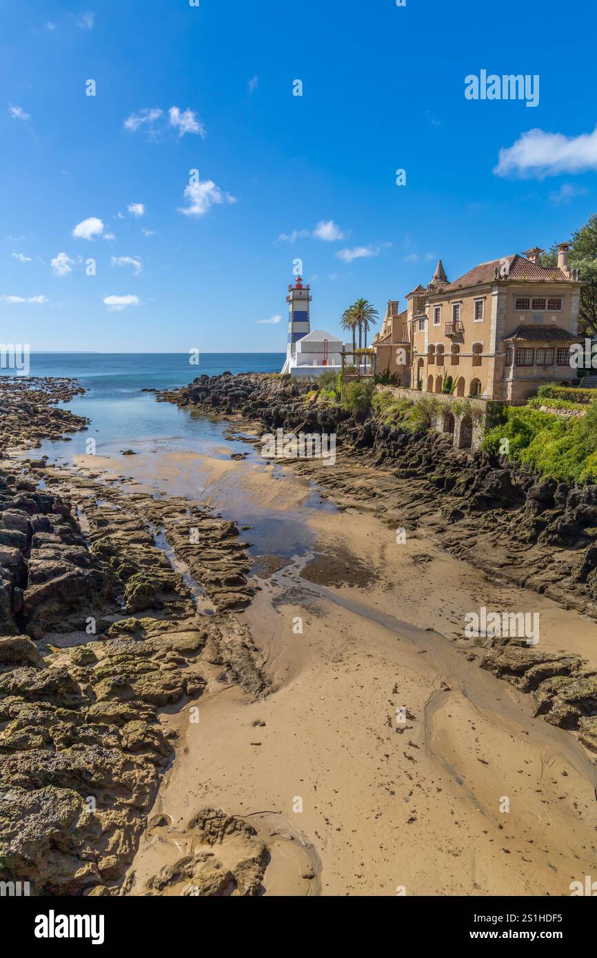 Cascais, Portugal. The ocean shore with atlantic beach of praia de ...