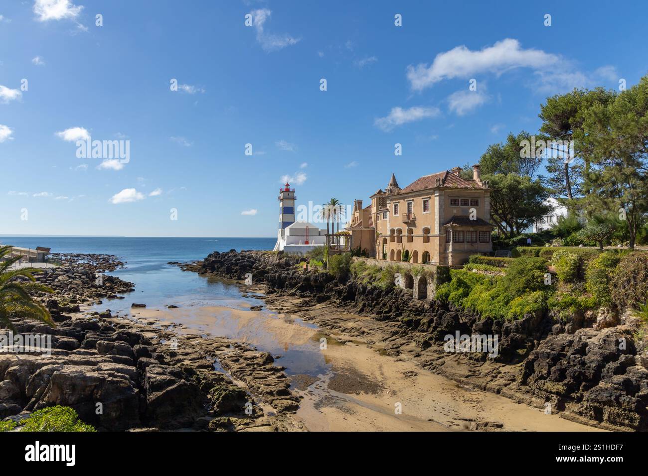 Cascais, Portugal. The ocean shore with atlantic beach of praia de ...