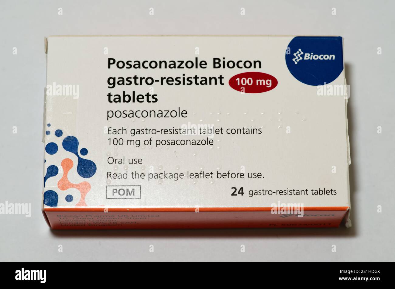 An image of a box of Posaconazole Biocon gastro resistant tablets 100mg ...
