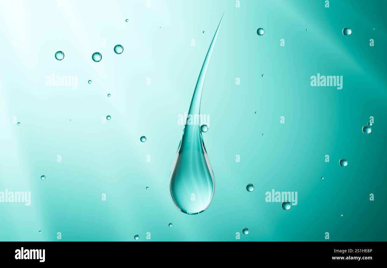 Shampoo repair and nourishes hair, transparent hair and molecule , 3d ...