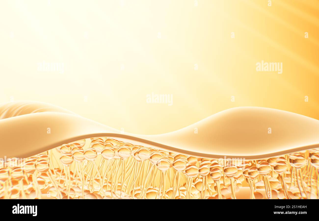 Abstract skin layer and cells, human skin tissue, 3d rendering. 3d ...