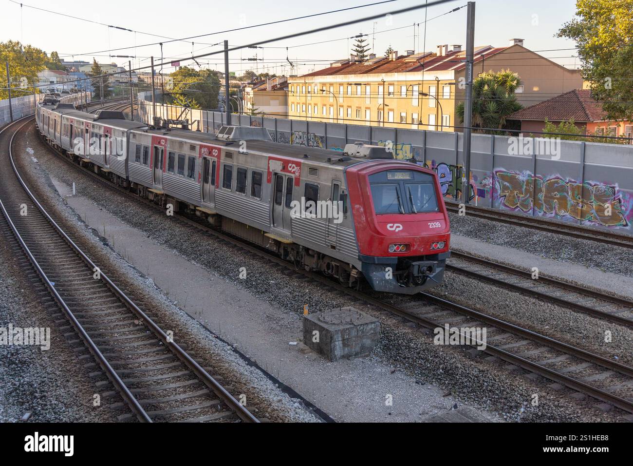 Lisbon, Portugal. 16 August 2024. Regional train in Lisbon. CP train in ...
