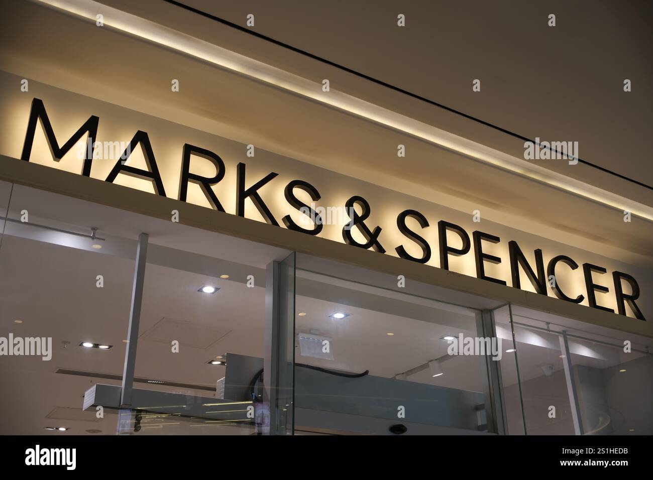 Marks & Spencer brand logo store sign Stock Photo - Alamy