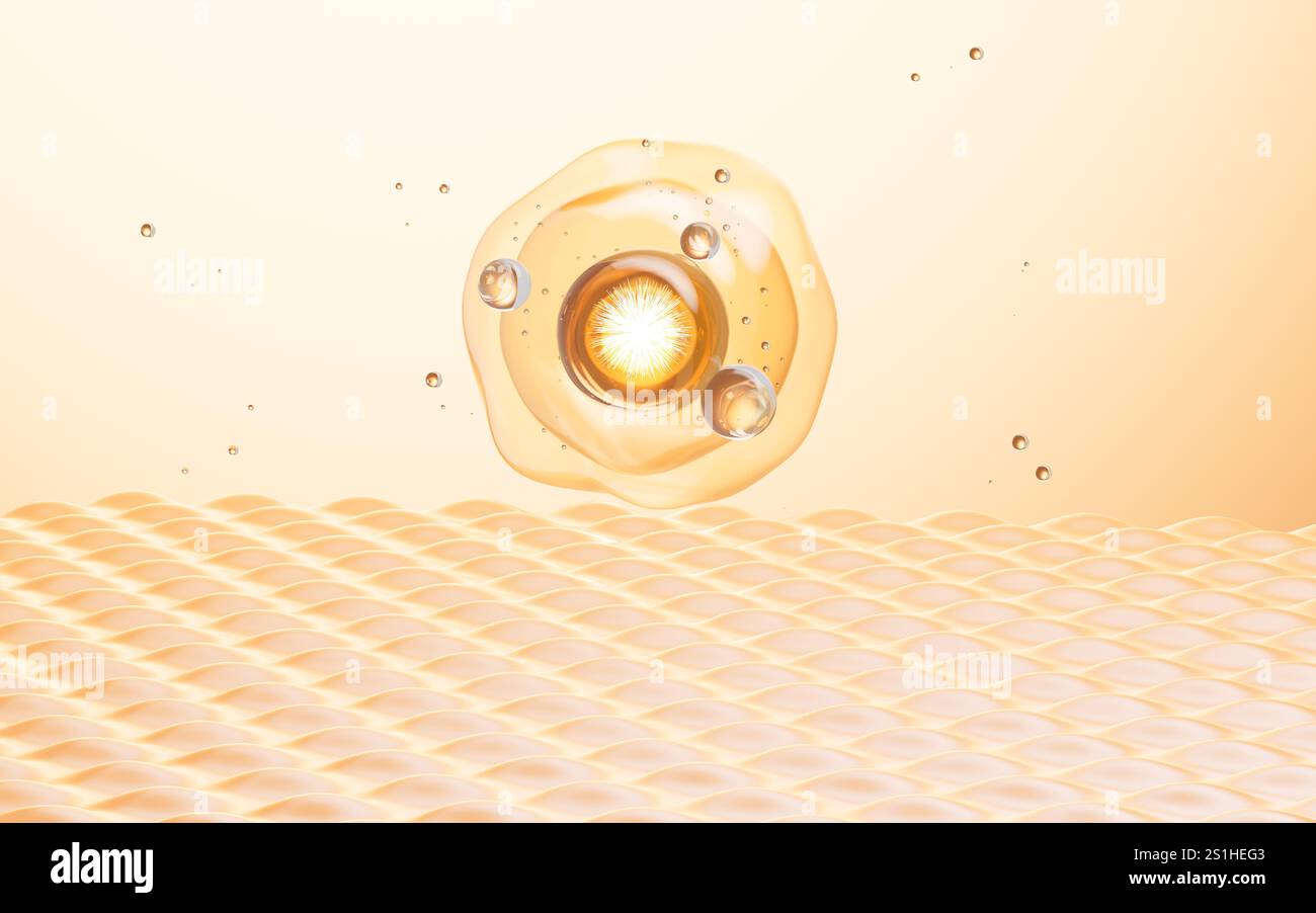 Abstract gold glass spheres, Concept skin care Cosmetics background, 3D ...