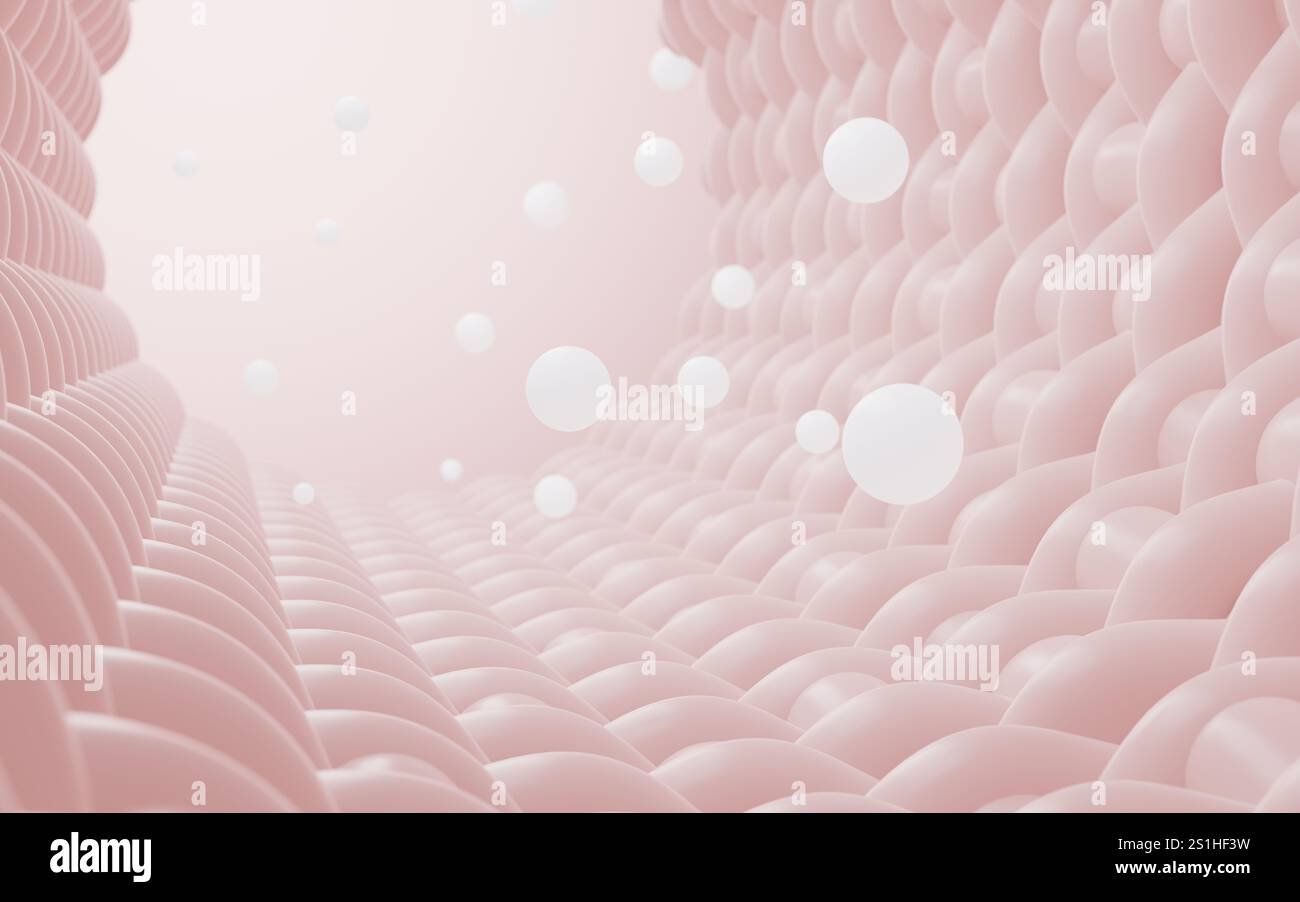 Abstract braided fabric and floating spheres, 3d rendering. 3d ...