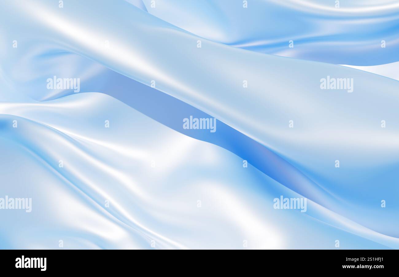 Flying blue silk textile fabric flag background, 3d rendering. 3d ...