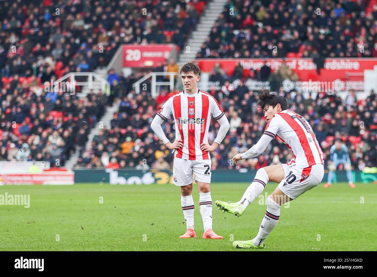 #10, Bae Jun-Ho of Stoke takes the set piece during the Sky Bet ...
