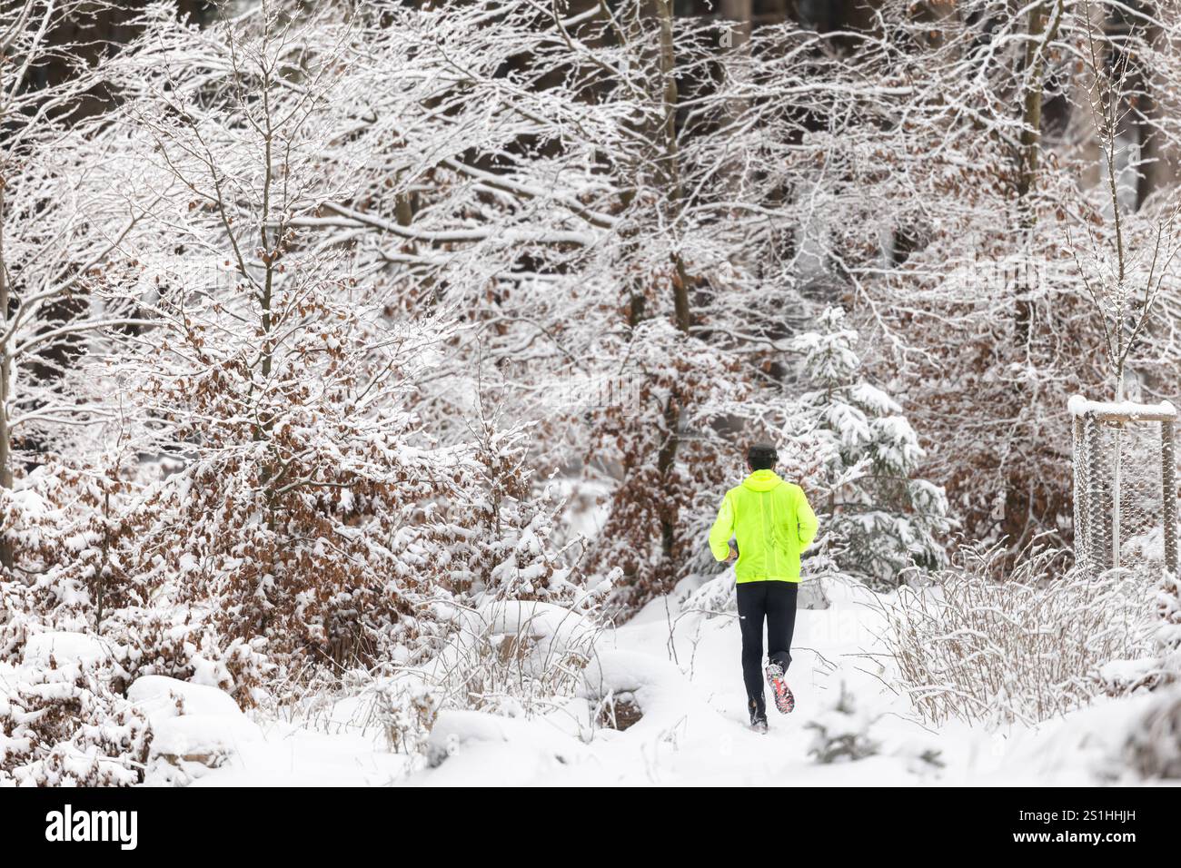 Suhl Schmiedefeld, Germany. 04th Jan, 2025. A man walks along the ...