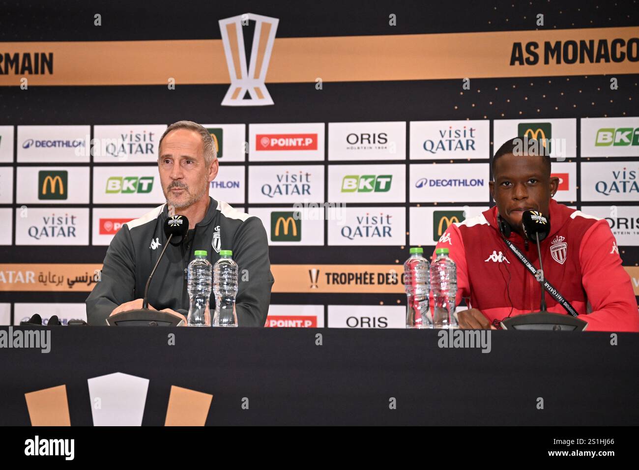 Adi HUTTER (Entraineur Monaco ASM) - 06 Denis ZAKARIA (asm) during Paris Saint Germain and ...