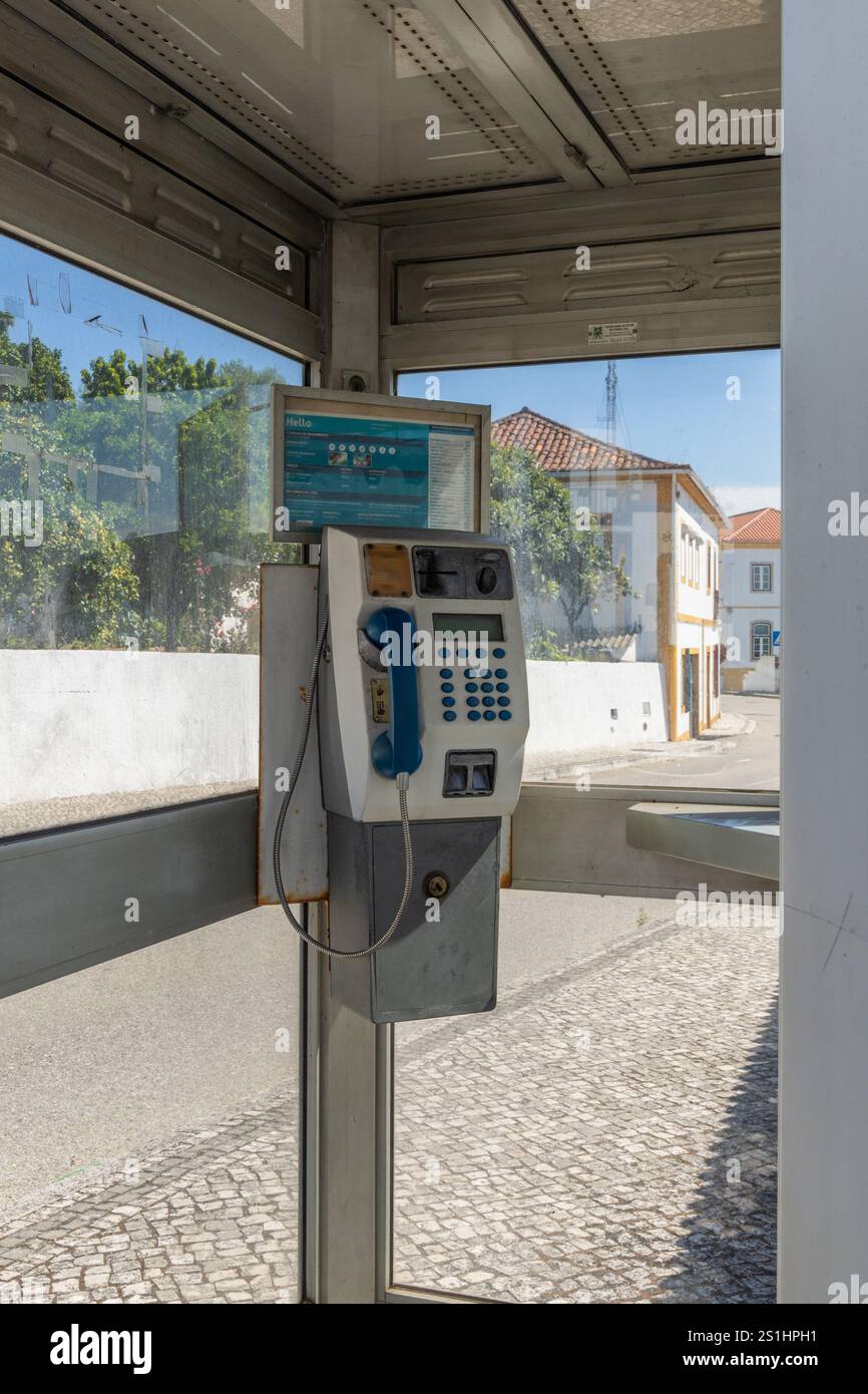 Constância, Portugal. 13 August 2024, Inside a old-fashioned telephone ...